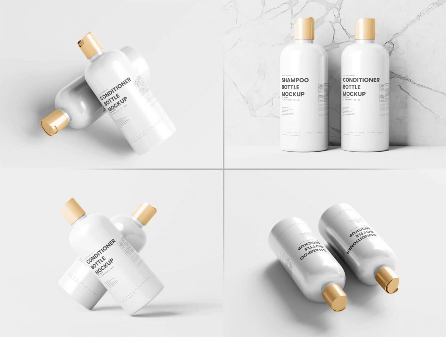 8 Free Shampoo Conditioner Bottles Mockups set - Package Mockup