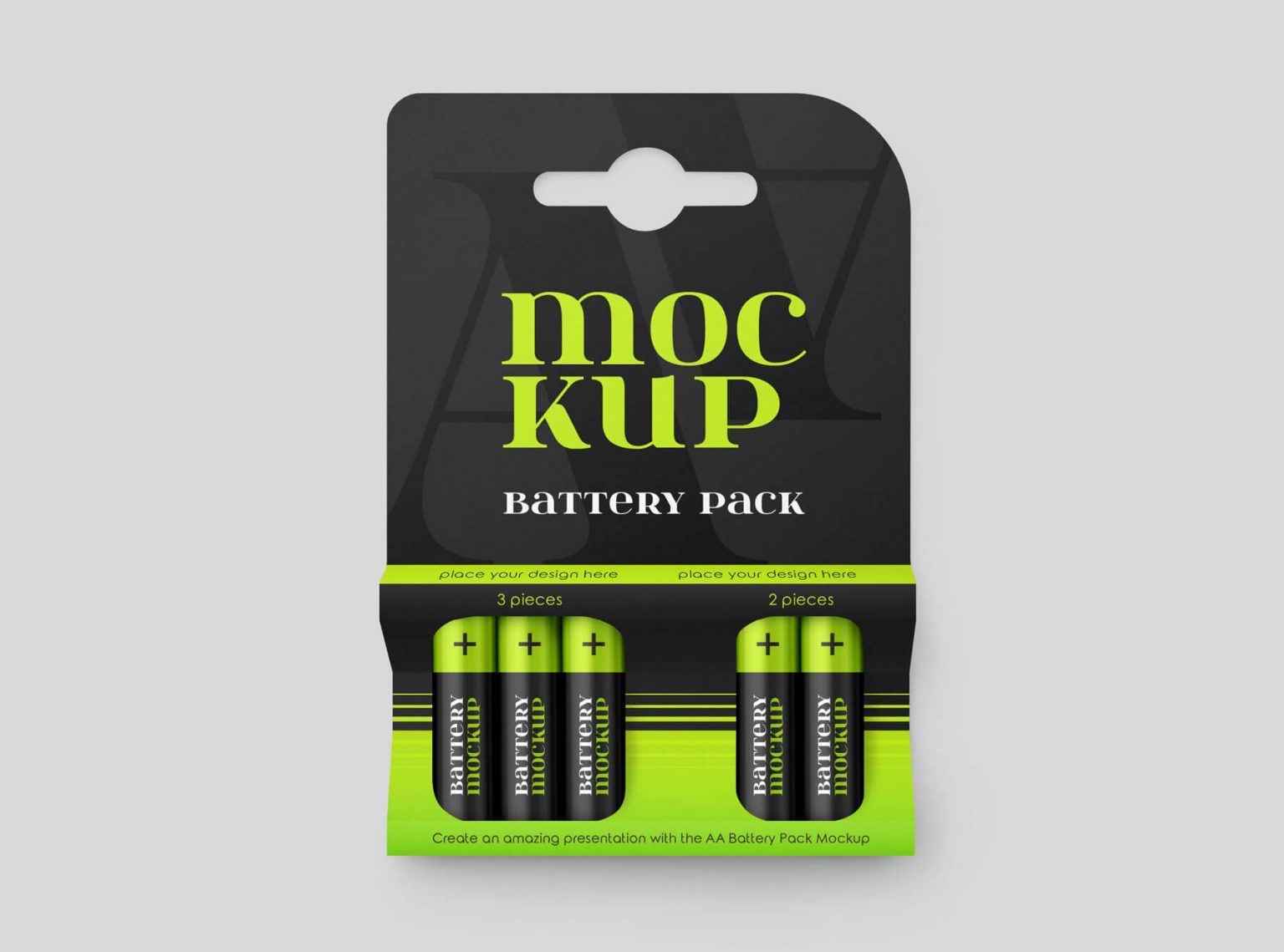 Free AA Battery Hanging Blister Pack Mockup - Free Package Mockup