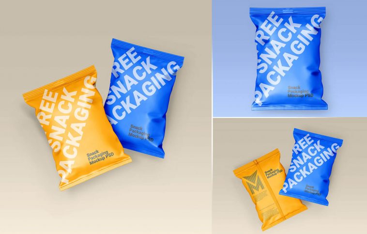 Free Snack Pack Chips Packaging Mockups set - Free Packaging Mockup