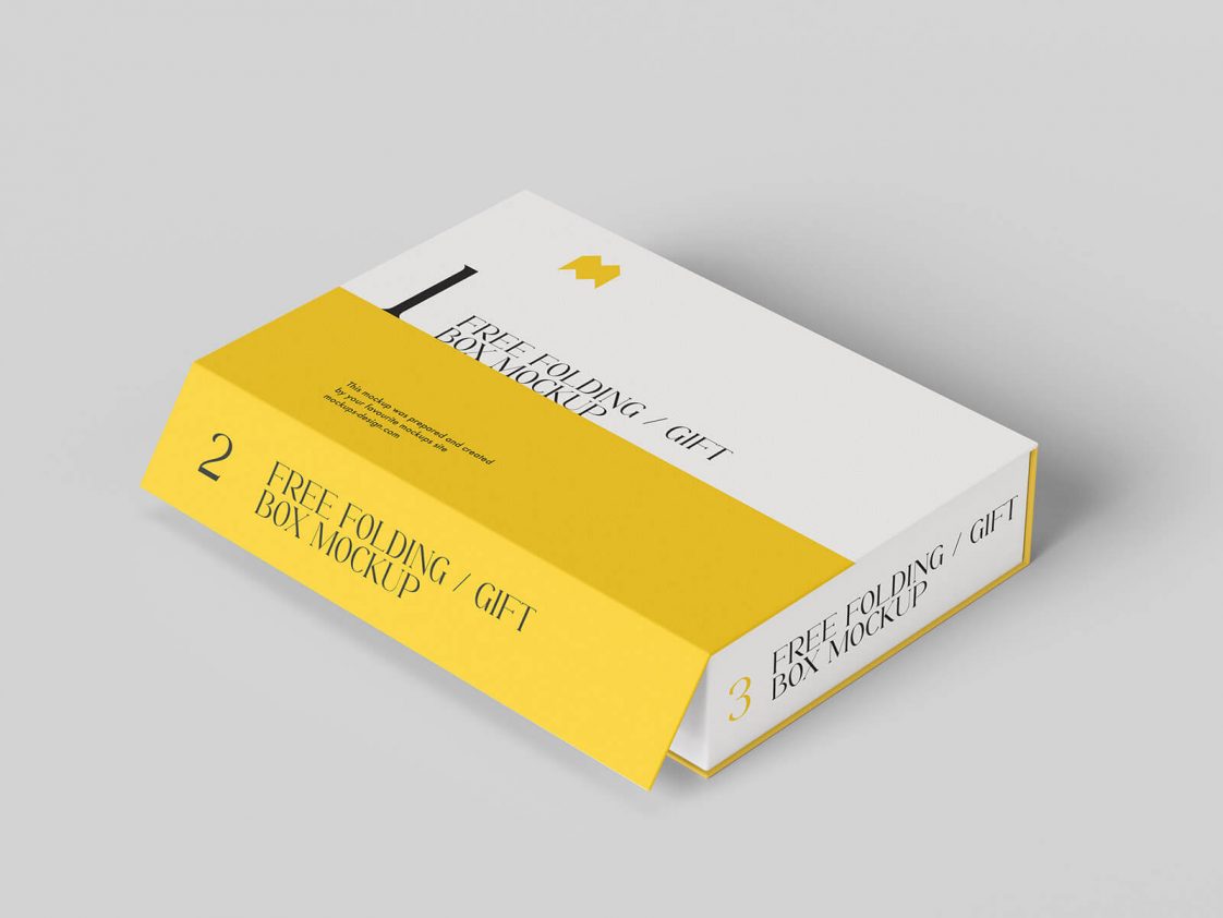 6 Free Magnetic Folding Gift Box Mockups set - Free Package Mockup