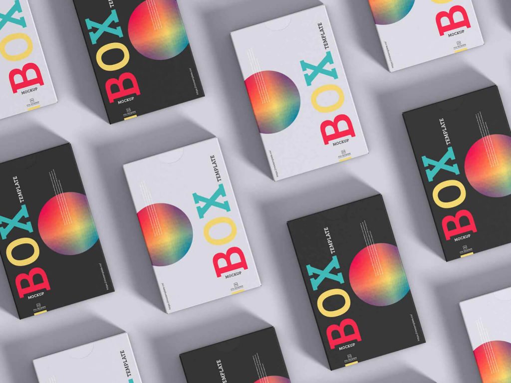Free Grid Box Packaging Mockup Top View - PacageMockup