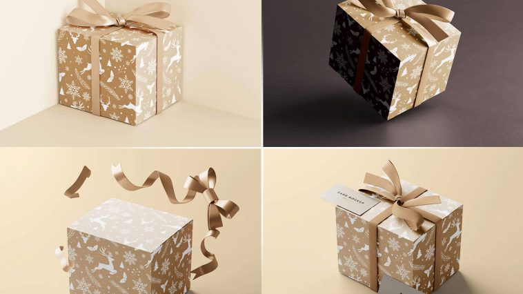 Free Square Open Gift Box Mockup - Free Package Mockups