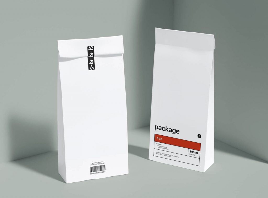 Free 2 Paper Food To Go Bag Mockup - PacageMockup