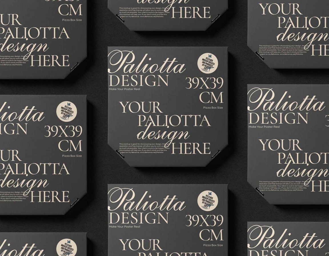 Free Top view Grid style Pizza Boxes Mockup - Free Package Mockups