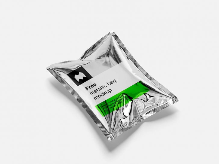 Free Metallic Foil Product Packaging Pouch Mockup set - Free Package Mockup