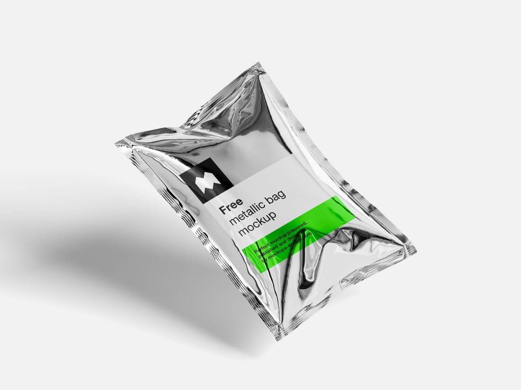 Free Metallic Foil Product Packaging Pouch Mockup set - Free Package Mockup