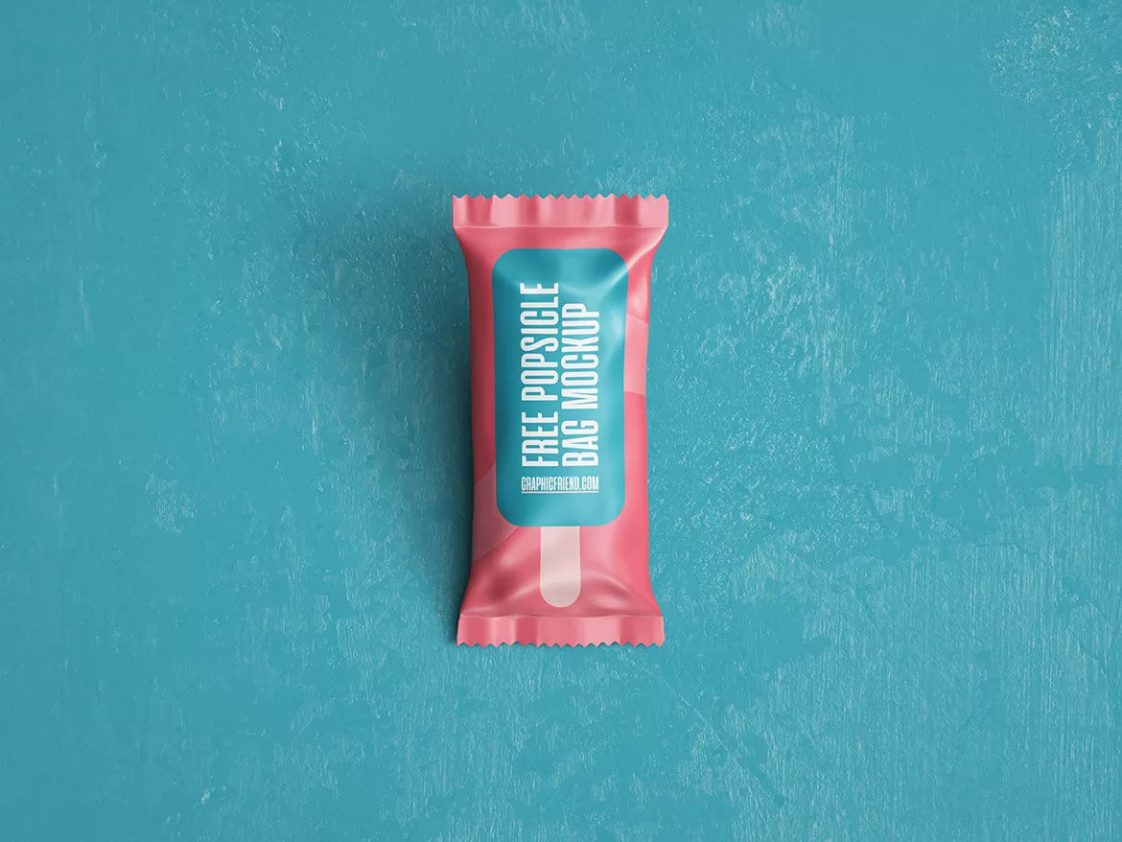 Free Popsicle Ice Cream Packet Mockup - Free Package Mockup