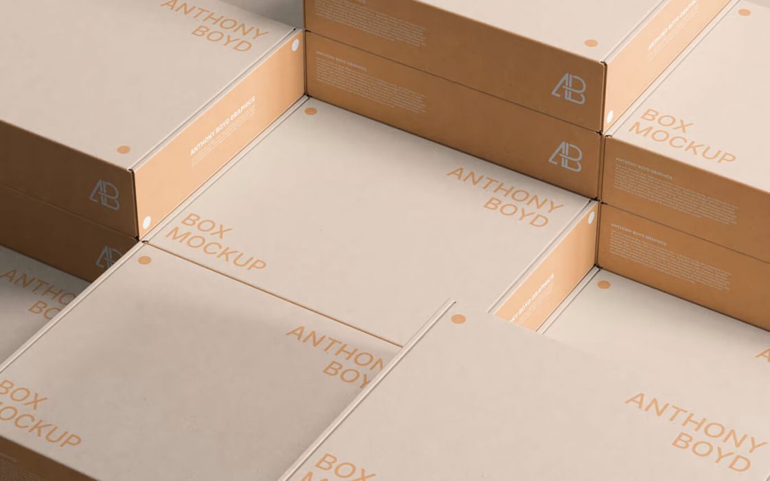 Free Stacked Delivery Mailer Boxes Mockup - Free Package Mockup