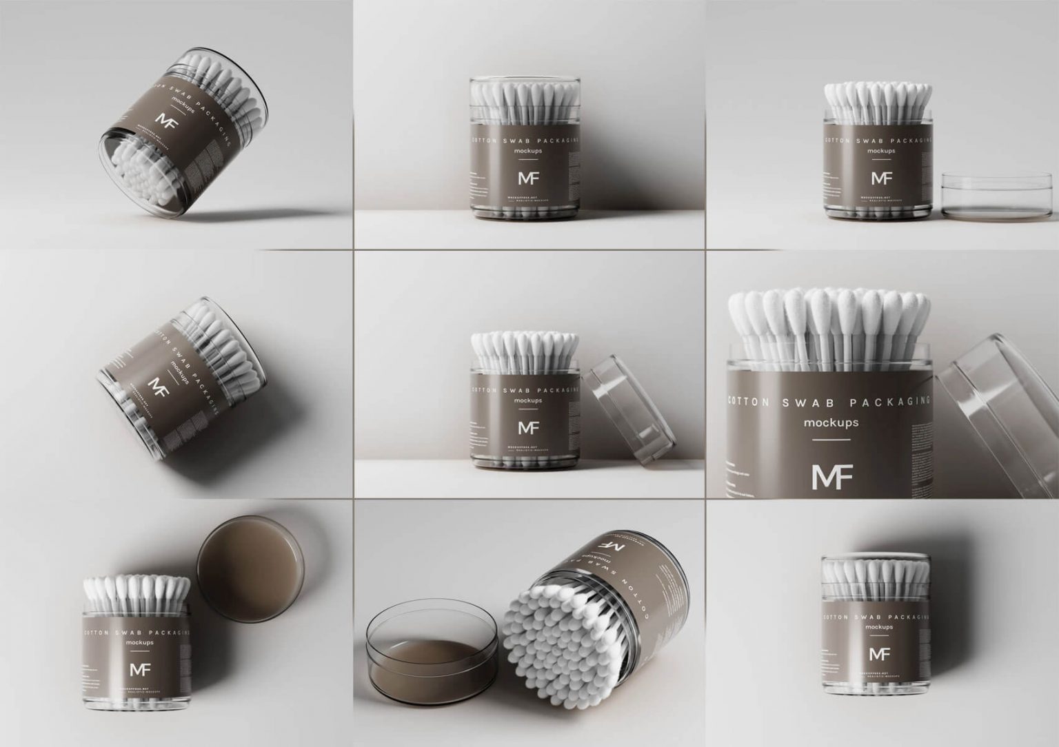 10 Free Cotton Swab / Buds Packaging Mockup set for Branding - Package ...