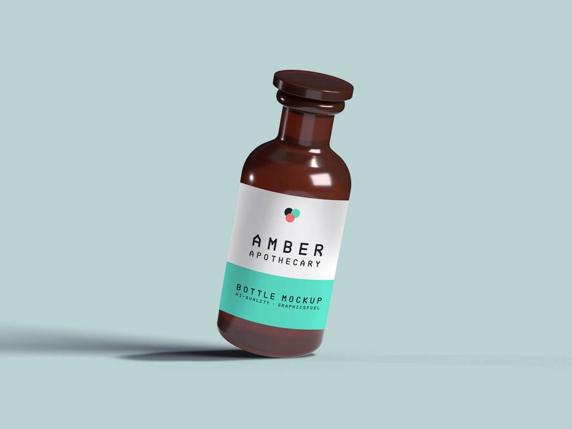 Free Amber Apothecary Bottle Mockup - Free Package Mockups