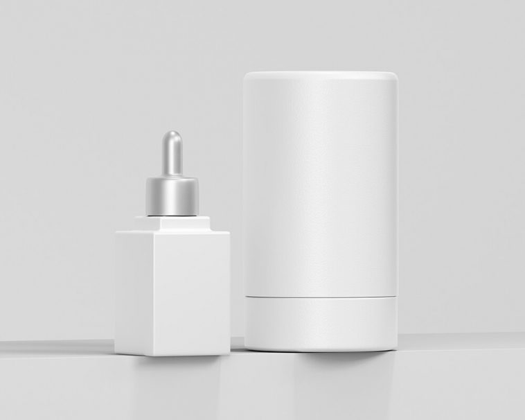 Free Square Cosmetic Dropper with Paper Tube Packaging Mockup - Free ...