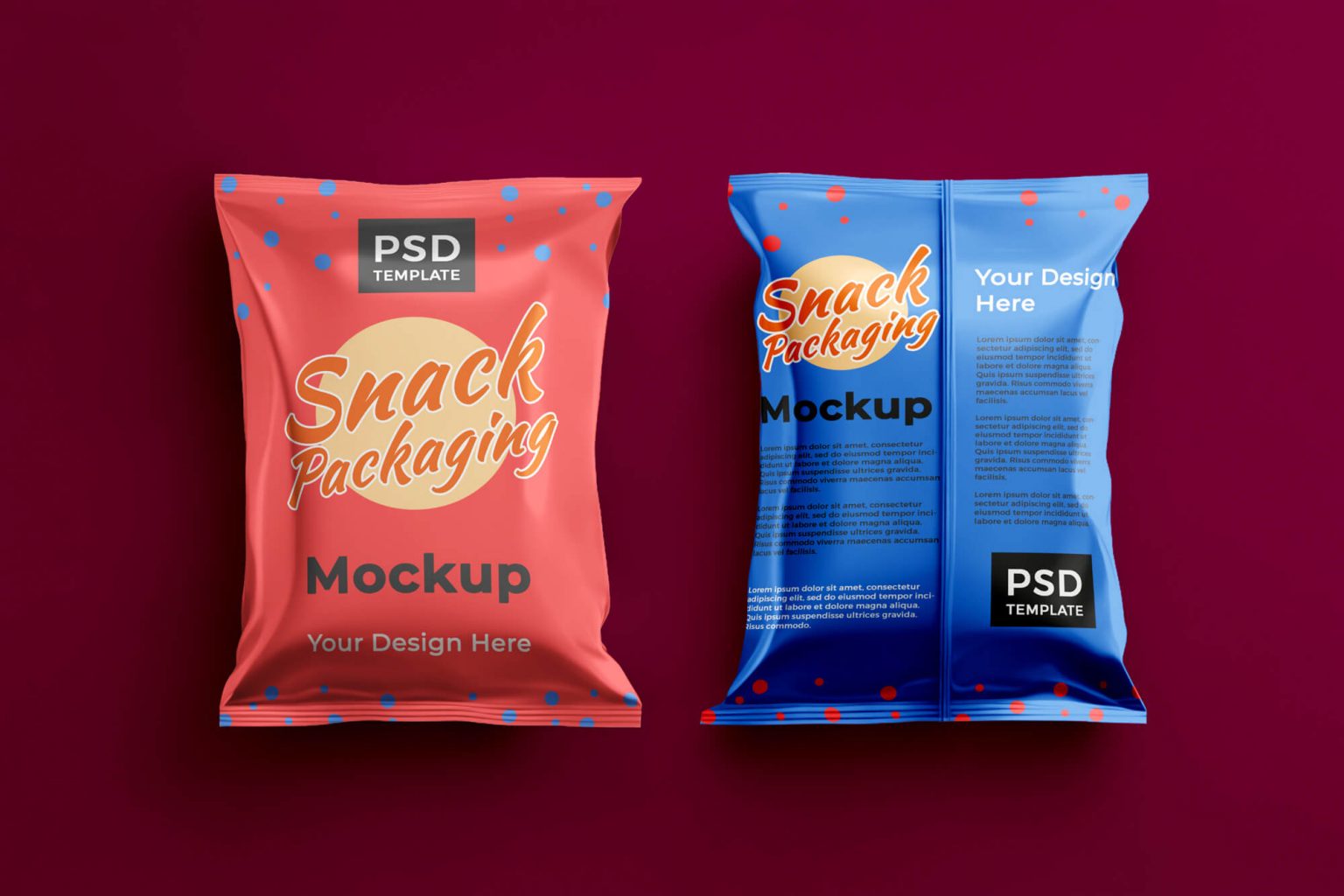 Free Chips Snack Plastic Packet Mockup - Free Packaging Mockup
