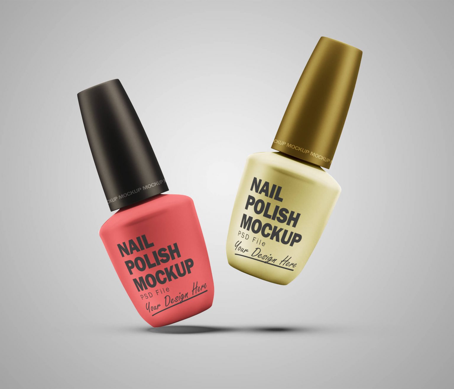 Free 2 Plastic Nail Polish Bottle Mockup - PacageMockup