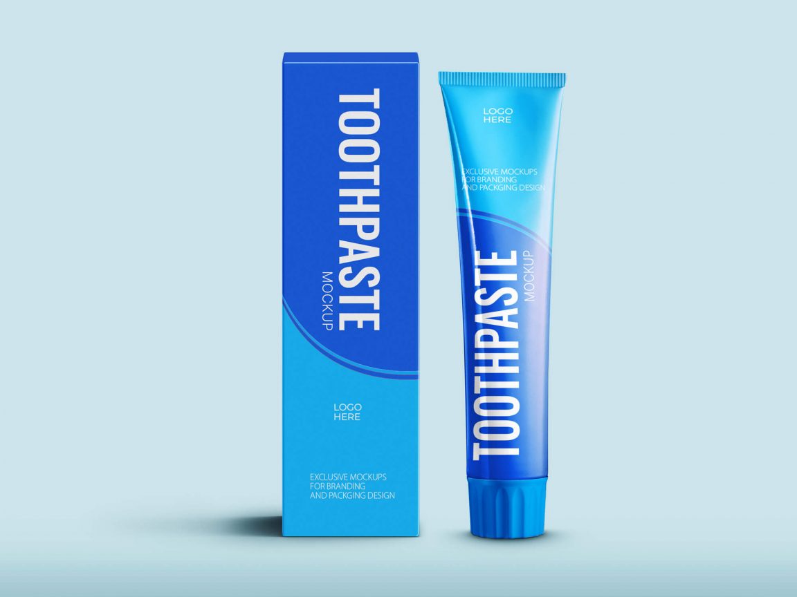 Free Tube And Box Toothpaste Mockup - Package Mockup