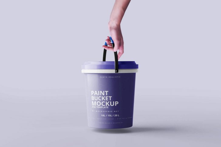 Free 5 Mockups of Paint Bucket in Distinct Shots