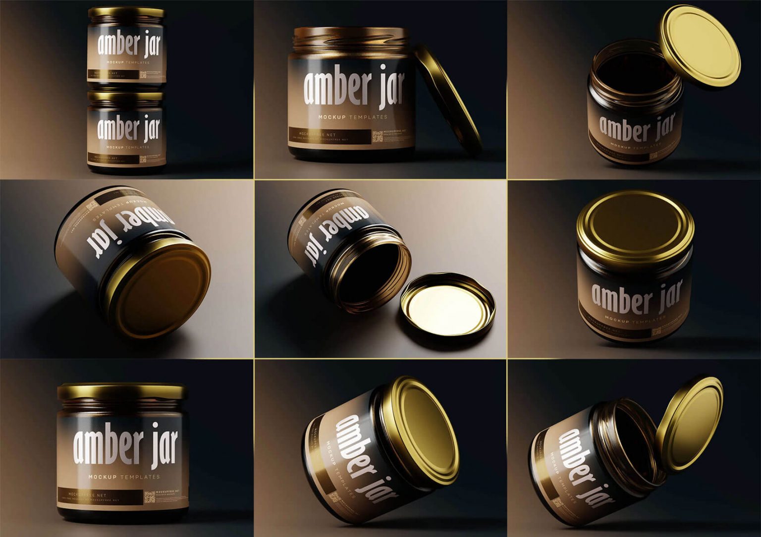 500g or Medium Size Food Jams Packaging Jar Mockups set - PacageMockup