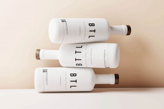 8 Free White Ceramic Spirit Matte Bottle Mockup PSD Set - PacageMockup