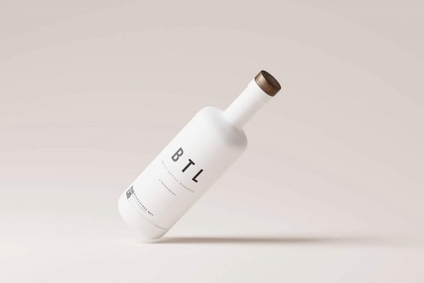 8 Free White Ceramic Spirit Matte Bottle Mockup PSD Set - PacageMockup