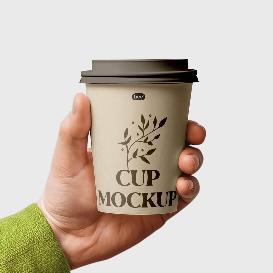 Free Medium Paper Cup Mockup in Hand - Free Packaging Mockup