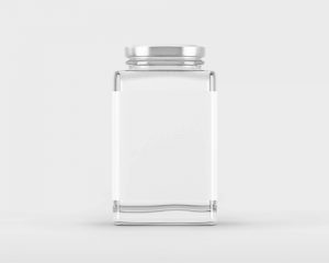 Free Square Glass Jar Mockup with Metal Cap - Package Mockup