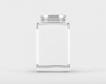 Free Square Glass Jar Mockup with Metal Cap - Package Mockup