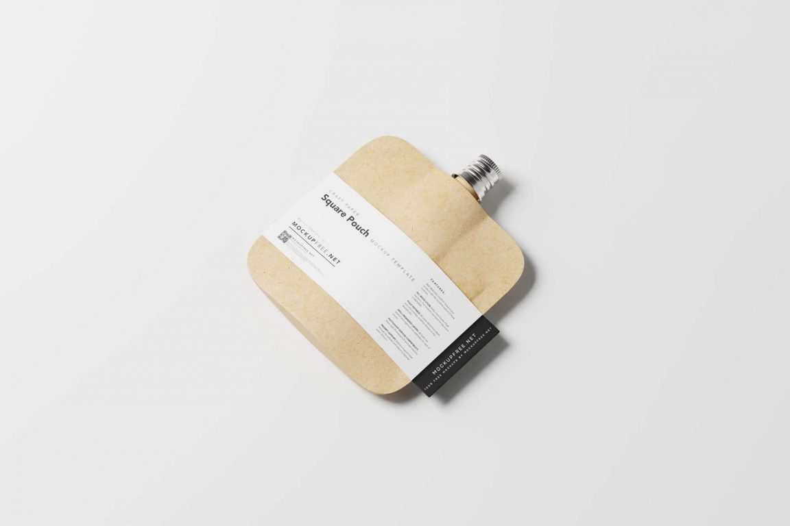 10 Free Square Craft Paper Pouch Mockups set - PacageMockup