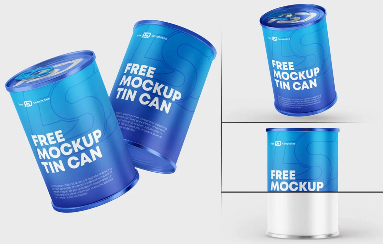 Free Canned Food Packaging Tin Can Mockup PSD set - PacageMockup