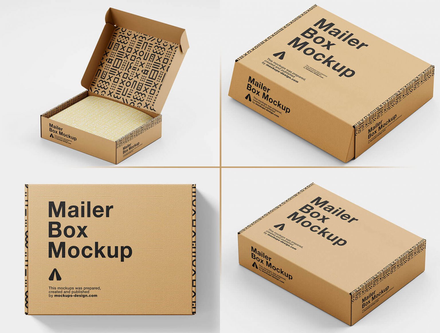 4 Free Cardboard Mailer Box Mockups - Free Packaging Mockup