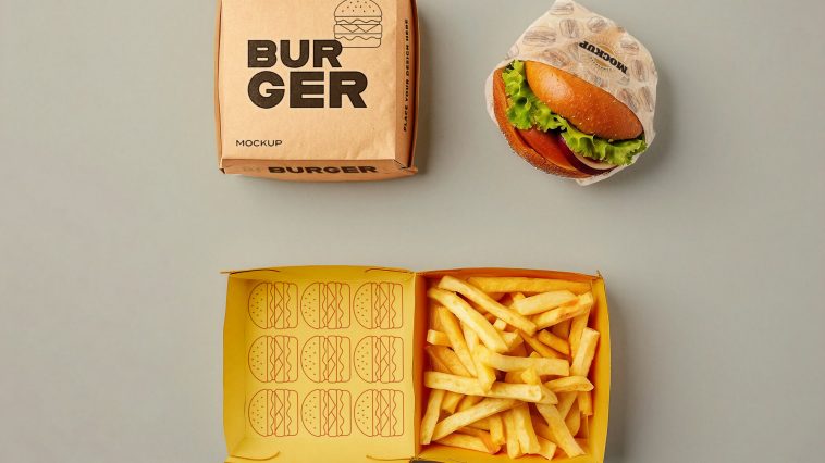 Takeaway Burger Food Packaging Mockup set - Free Package Mockups