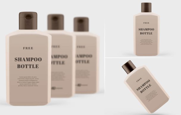 Free Plastic Shampoo Conditioner Bottle Mockups Set - PacageMockup