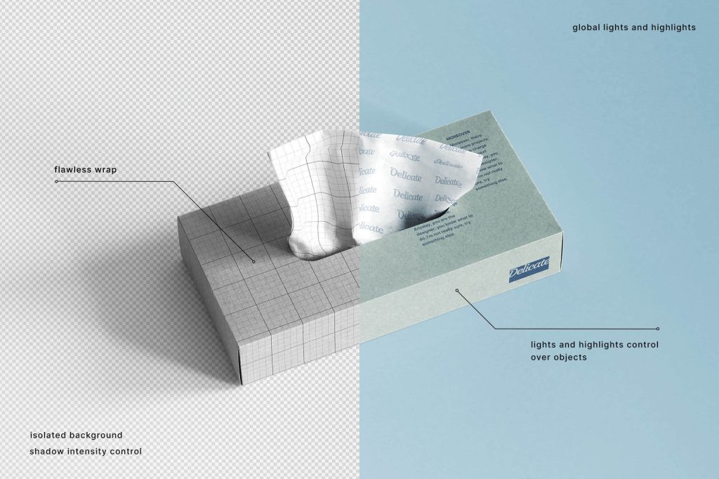 Free Tissue Paper Box Mockup - Free Package Mockup