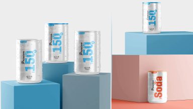 Multisize Soda Tin Can Mockups Set - Free Package Mockups