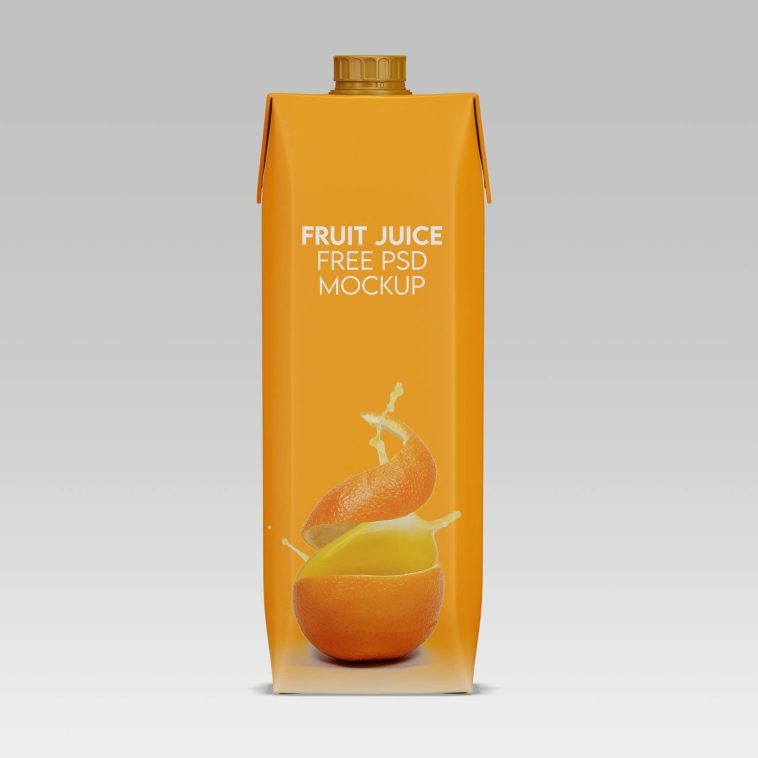 Free Juice Paper Carton Box Mockup with Screw Cap PSD Set - PacageMockup