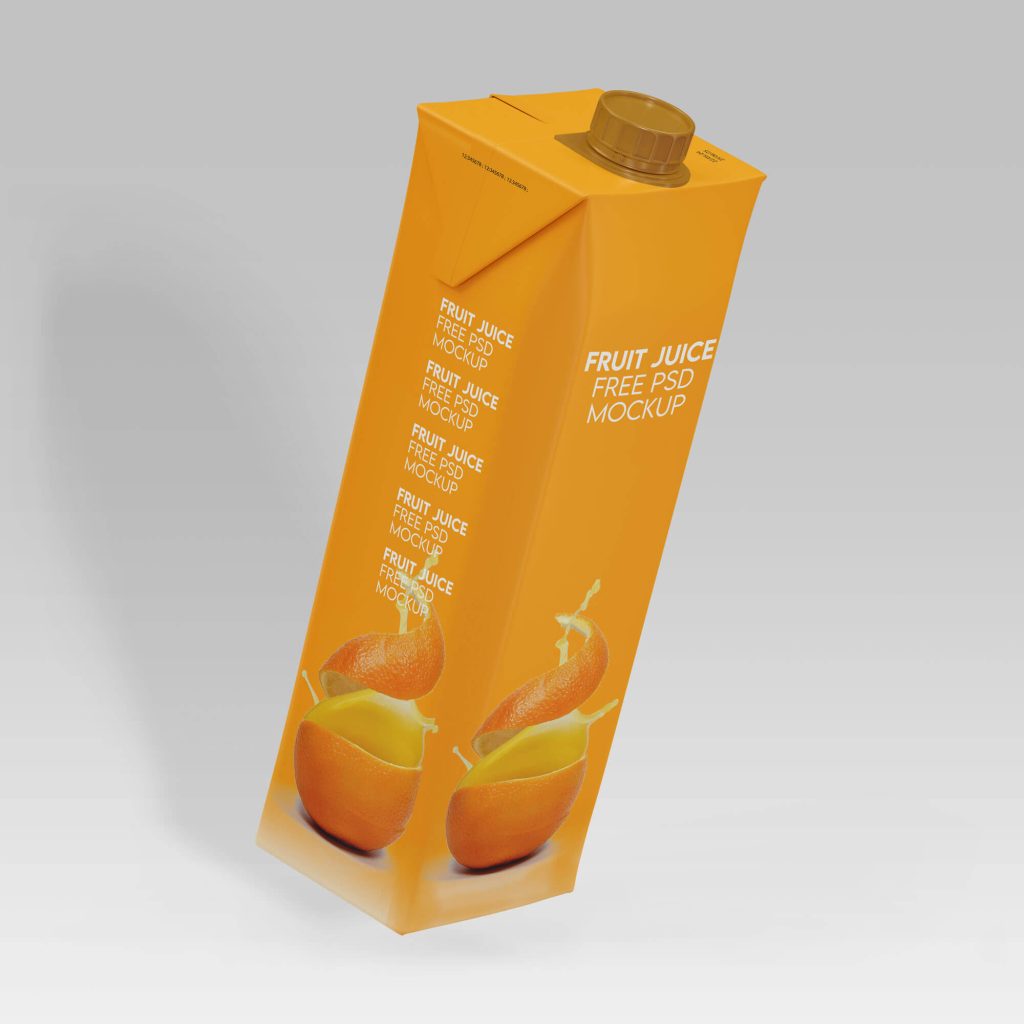 Free Juice Paper Carton Box Mockup with Screw Cap PSD Set - PacageMockup