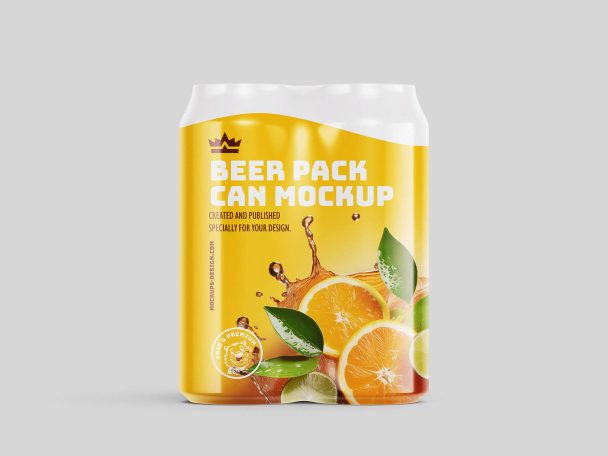 Free 4-Pack Beverage Shrink Wrap Film Mockup PSD Set - Free Package Mockup