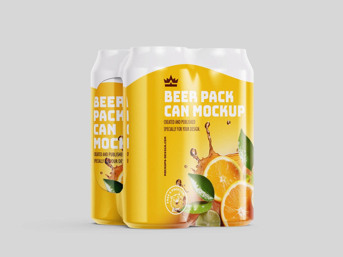 Free 4-Pack Beverage Shrink Wrap Film Mockup PSD Set - PacageMockup