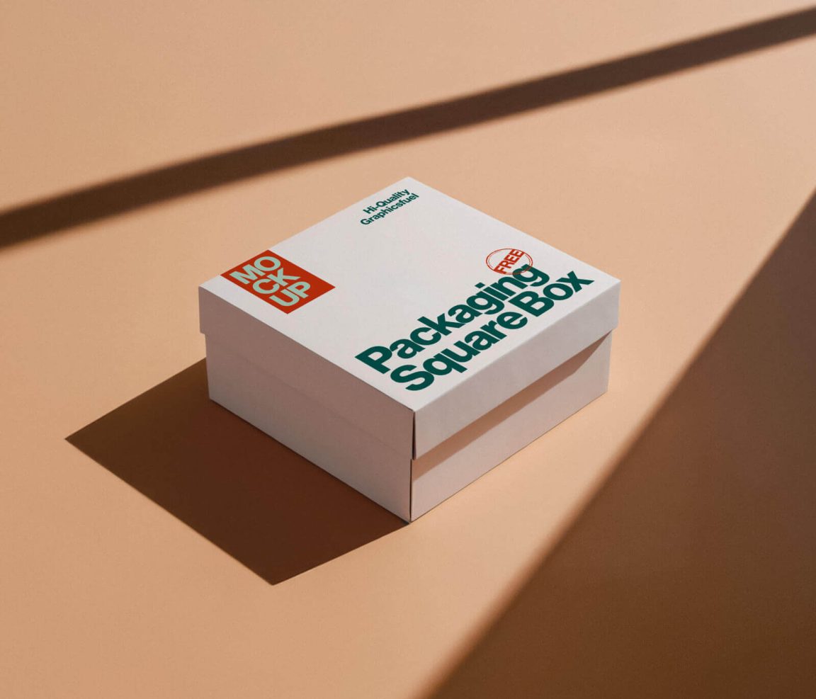 Free Packaging Square Box Mockup - Free Package Mockup