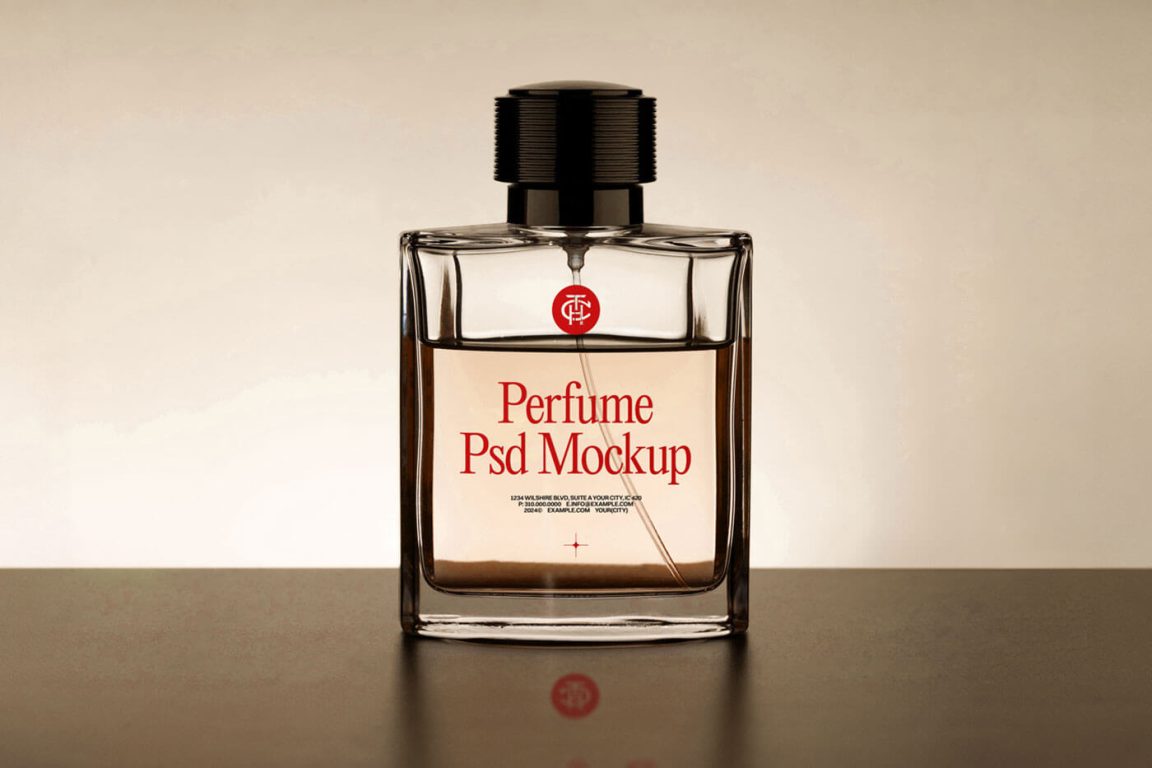 Free Transparent Perfume Bottle Mockup PSD - Free Package Mockup