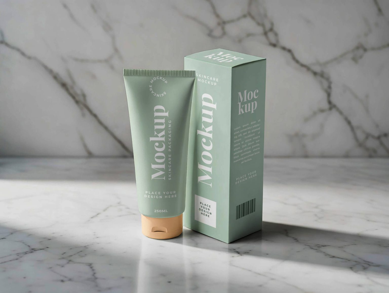 Free 3 Cosmetic Tube with Packaging Box Mockup 3 Scene PSD (Skincare ...
