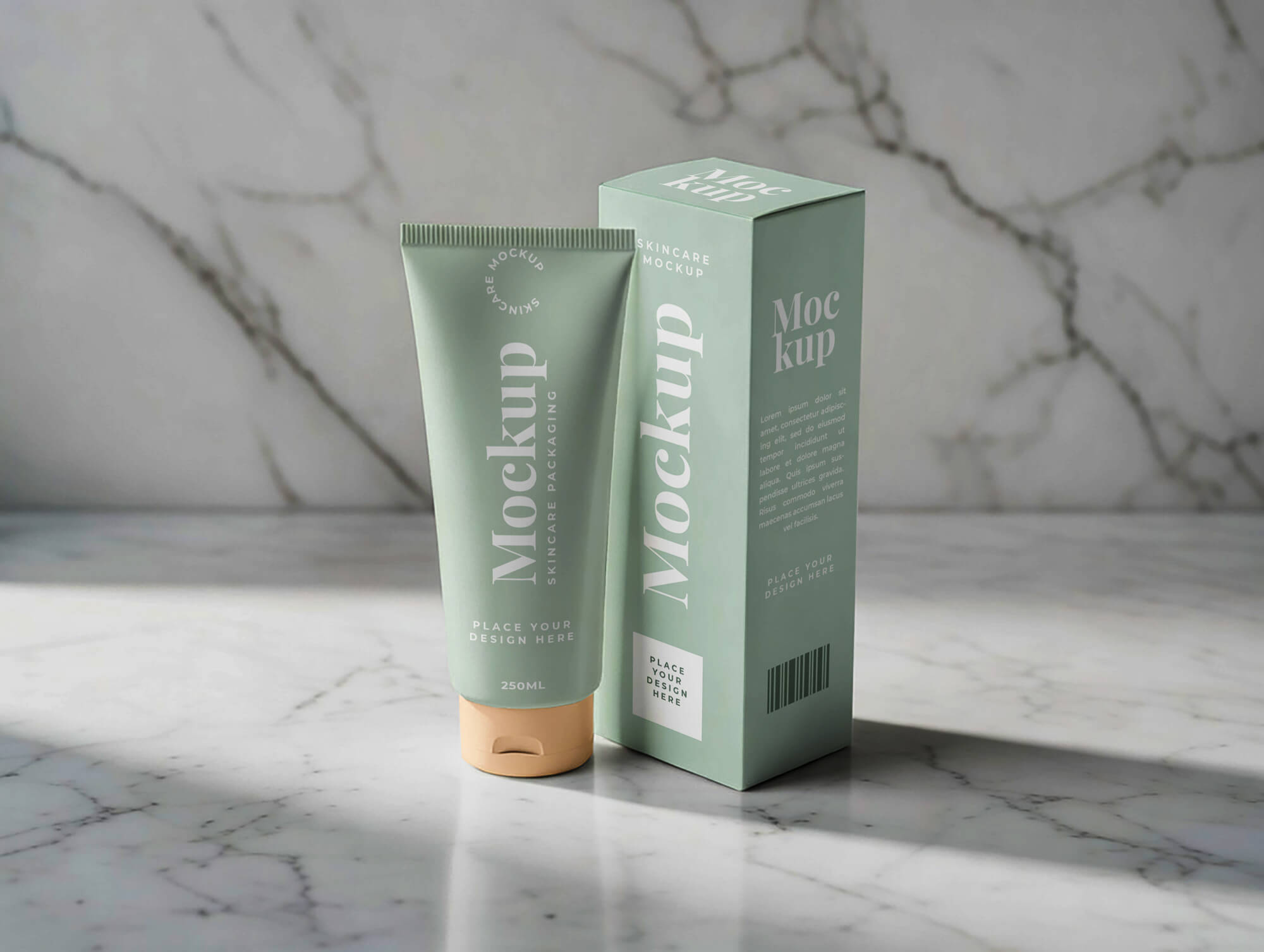 Free 3 Cosmetic Tube with Packaging Box Mockup 3 Scene PSD (Skincare ...