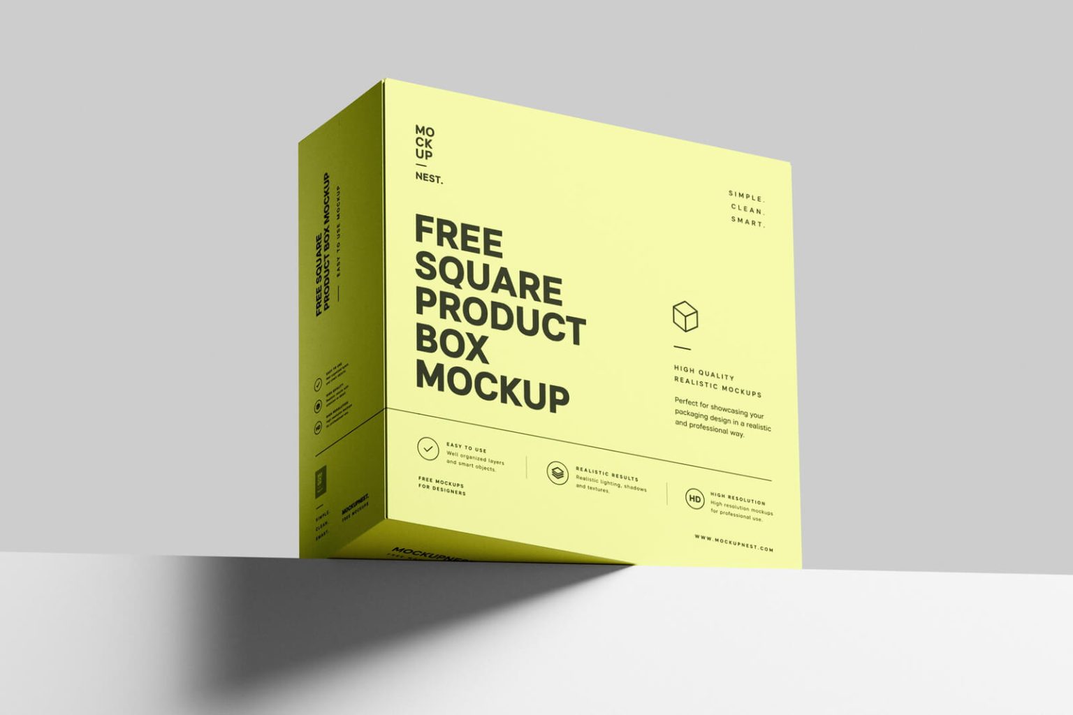 Free Packaging Box Mockup PSD for Square Product Branding - PacageMockup